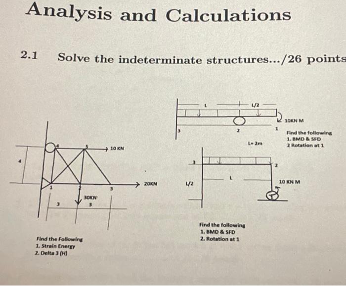 Solved Analysis and Calculations 2.1 Solve the indeterminate | Chegg.com