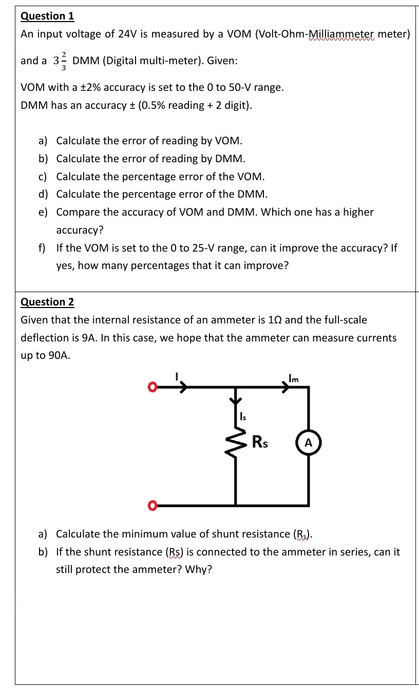 Solved Question 1An input voltage of 24 ﻿V is measured by a | Chegg.com
