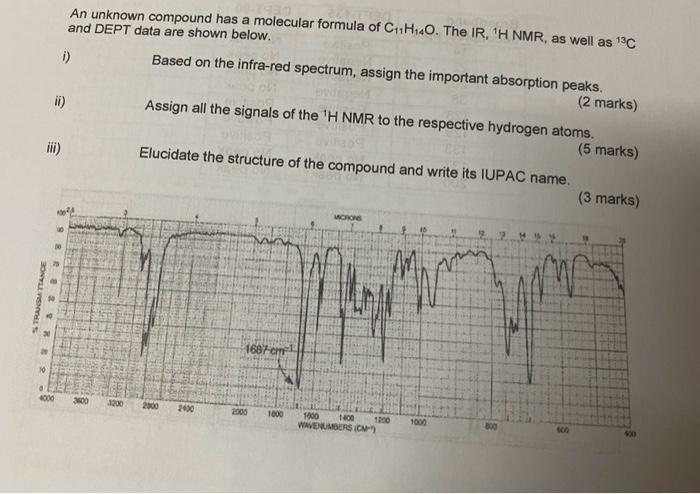 Solved An unknown compound has a molecular formula of | Chegg.com