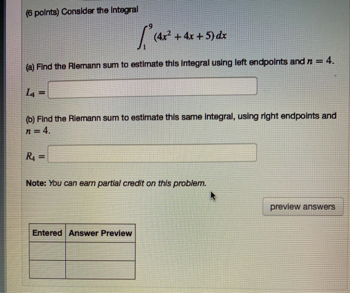 Solved (6 points) Consider the Integral f(4x2 + 4x + 5) dx | Chegg.com