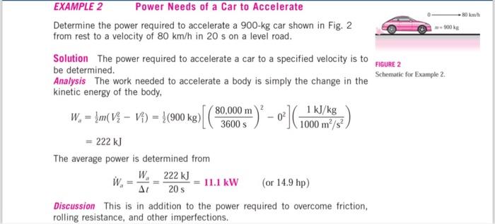 Solved EXAMPLE 2 Power Needs of a Car to Accelerate | Chegg.com