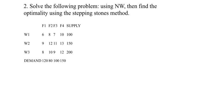 Solved 2 Solve The Following Problem Using Nw Then Find