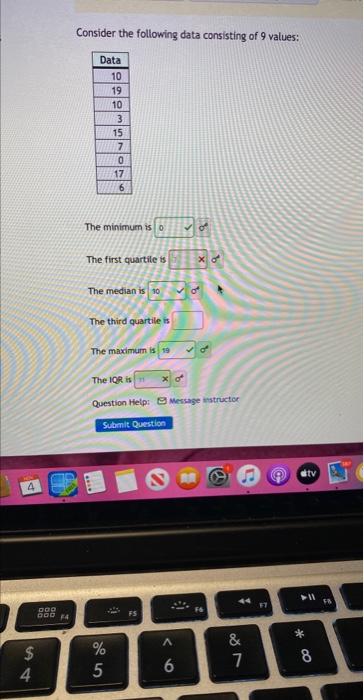 Solved Consider the following data consisting of 9 values: | Chegg.com