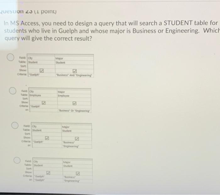 Solved Quesuon 23 (1 point) In MS Access, you need to design | Chegg.com Solved Quesuon 23 (1 point) In MS Access, you need to design | Chegg.com