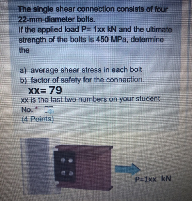 Solved The single shear connection consists of four | Chegg.com