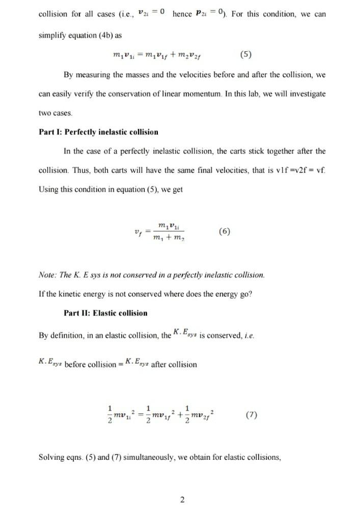 Solved Experiment (8) Collision in one Dimension" | Chegg.com