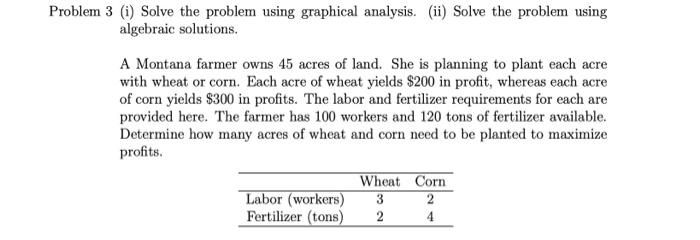 Solved 3 (i) Solve the problem using graphical analysis. | Chegg.com