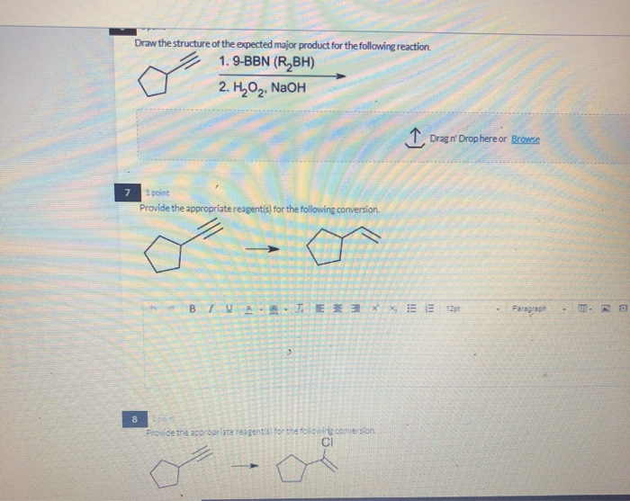 Solved Draw The Structure Of The Expected Major Product For