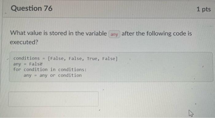 Solved What value is stored in the variable after the | Chegg.com