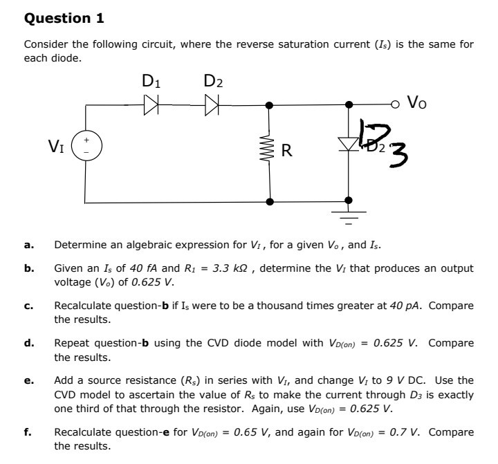 Solved Question 2 Consider the circuit below where the | Chegg.com