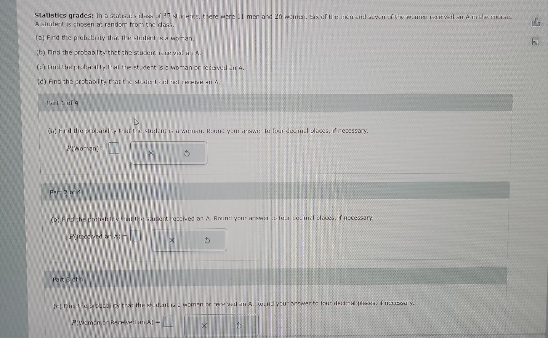 Solved Statistics grades: In a statistics class of 37 | Chegg.com