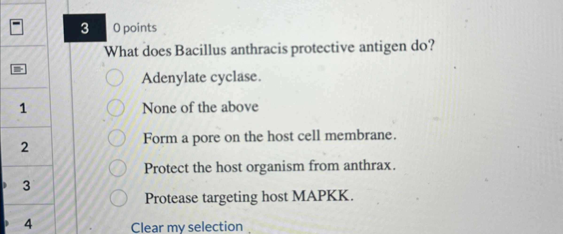 Solved 30 ﻿pointsWhat does Bacillus anthracis protective | Chegg.com