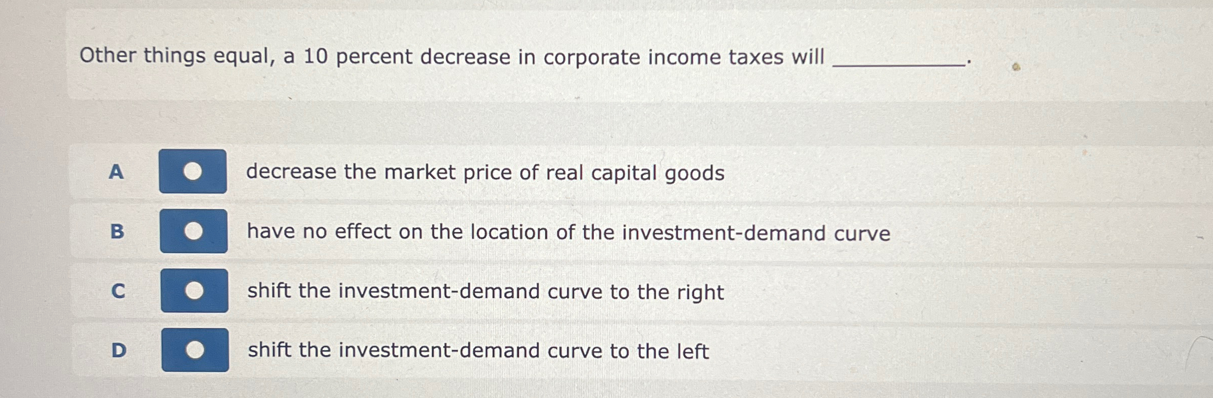 Solved Other things equal, a 10 ﻿percent decrease in | Chegg.com