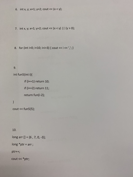 Solved 6. int x,y; x=1; y=2; cout