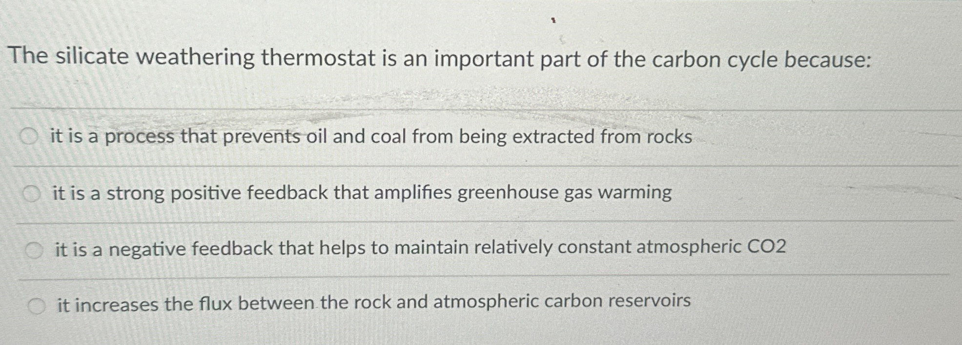 Solved The silicate weathering thermostat is an important | Chegg.com
