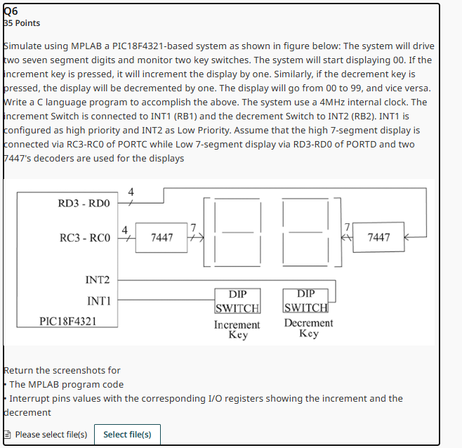 Solved Q6 35 ﻿Points Simulate using MPLAB a PIC18F4321-based | Chegg.com