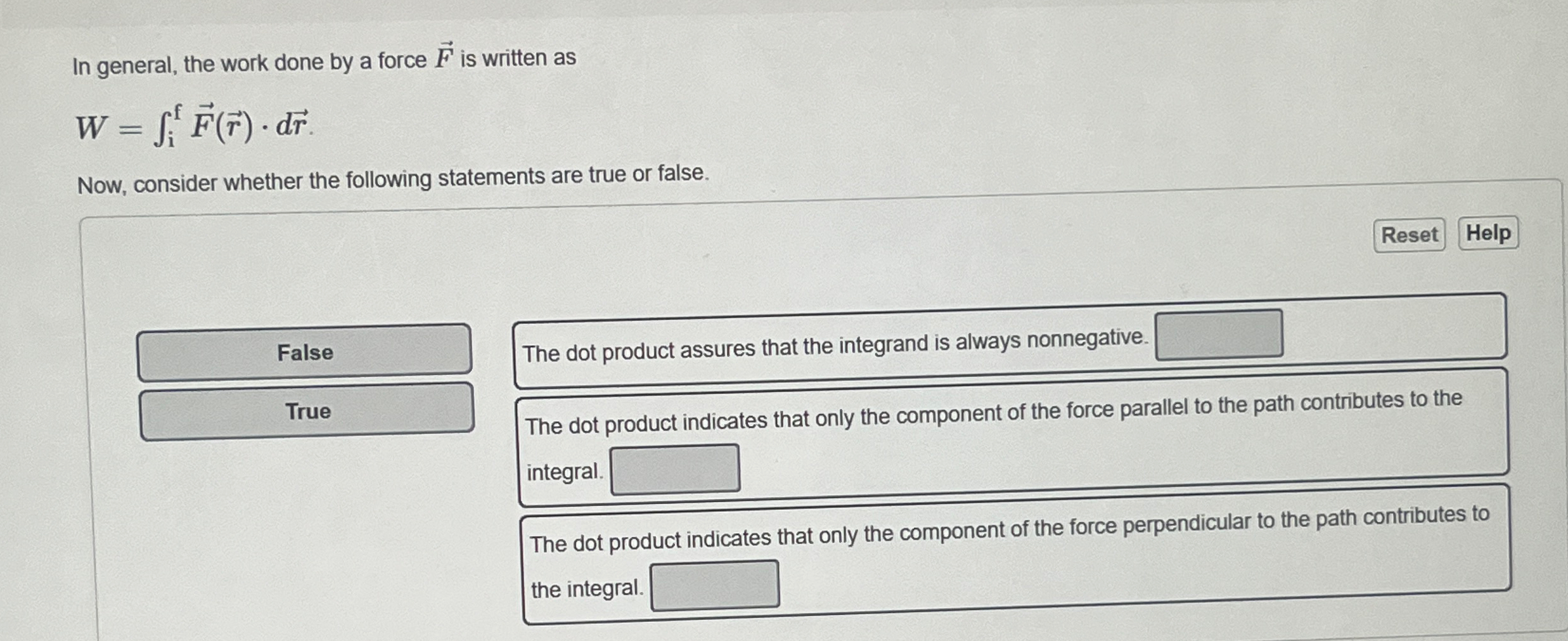 Solved In general, the work done by a force vec(F) ﻿is | Chegg.com