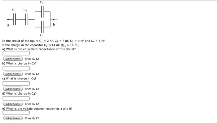 Solved HE In the circuit of the figure C1 = 2 nF, C2 = 7 nF, | Chegg.com
