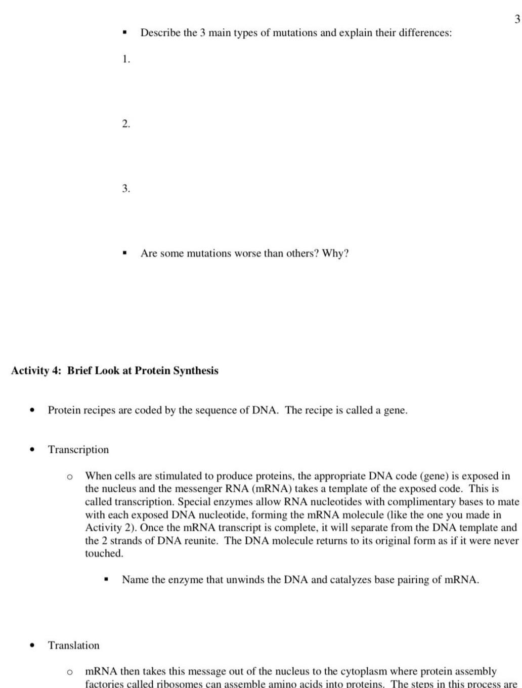 Solved - Describe the 3 main types of mutations and explain | Chegg.com