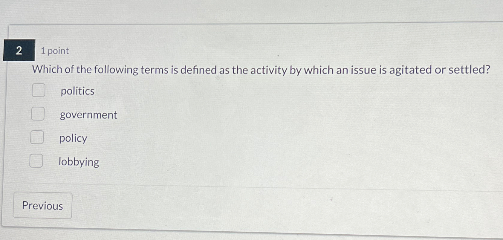 Solved 21 ﻿pointWhich of the following terms is defined as | Chegg.com
