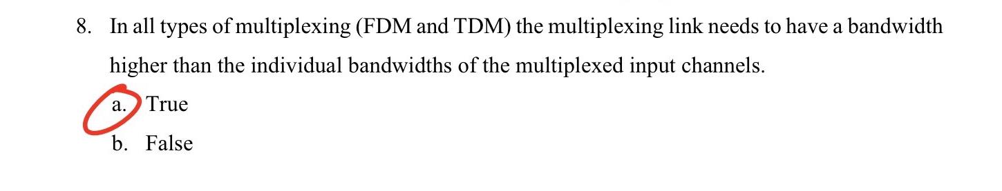 Solved In all types of multiplexing (FDM and TDM) ﻿the | Chegg.com