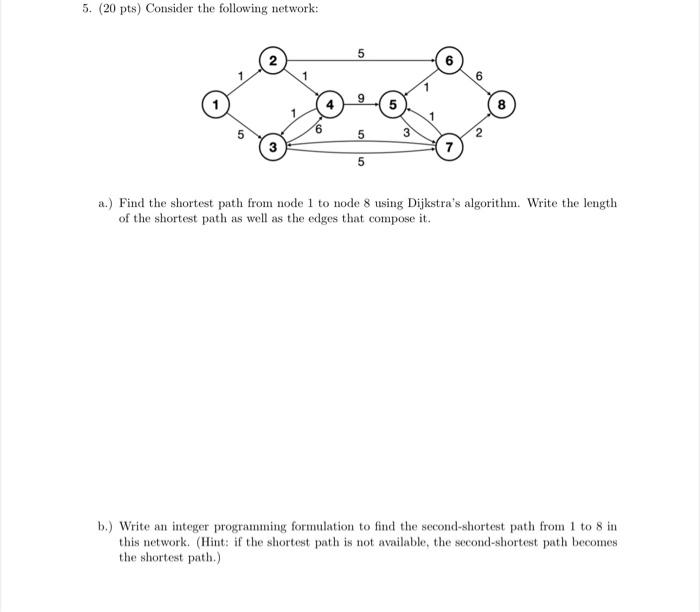 Solved 5. (20pts) Consider the following network: a.) Find | Chegg.com Solved 5. (20pts) Consider the following network: a.) Find | Chegg.com