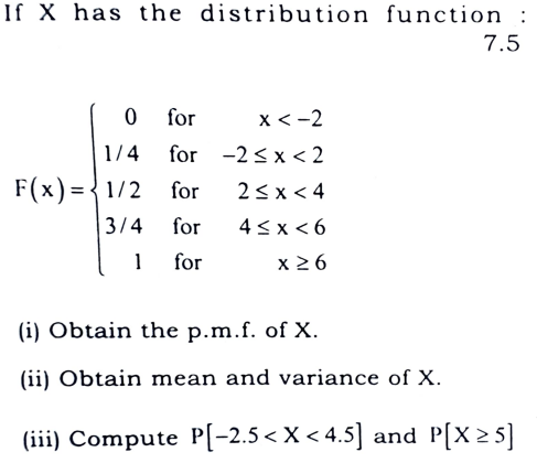 Solved If x ﻿has the distribution function | Chegg.com