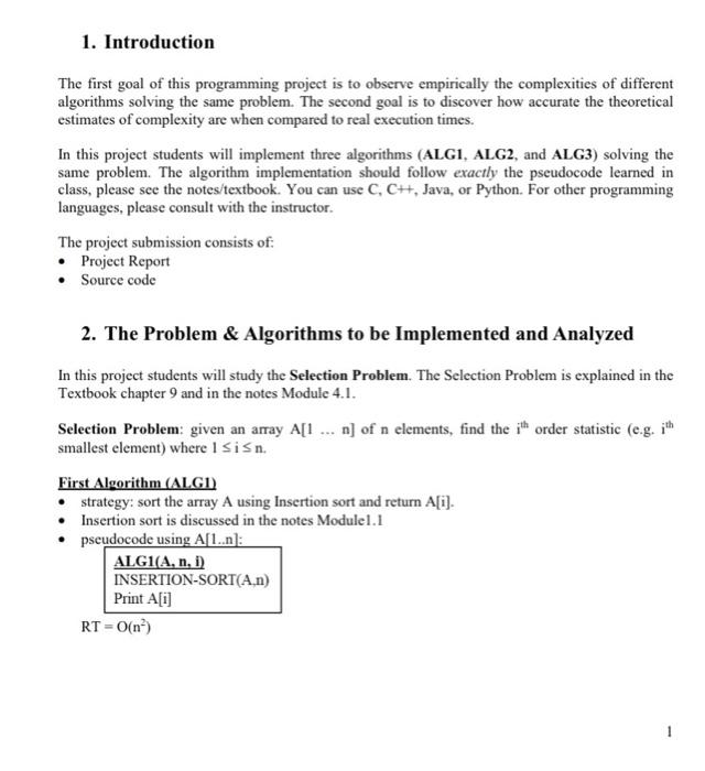 Solved 1. Introduction The first goal of this programming | Chegg.com