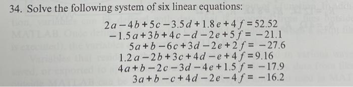 Solved 33. Solve the following system of three linear | Chegg.com