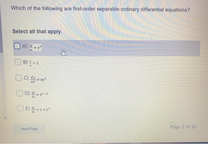 Solved Which of the following are first-order separable | Chegg.com