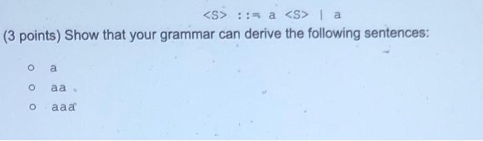 Solved Give a BNF grammar for each of the languages below. | Chegg.com