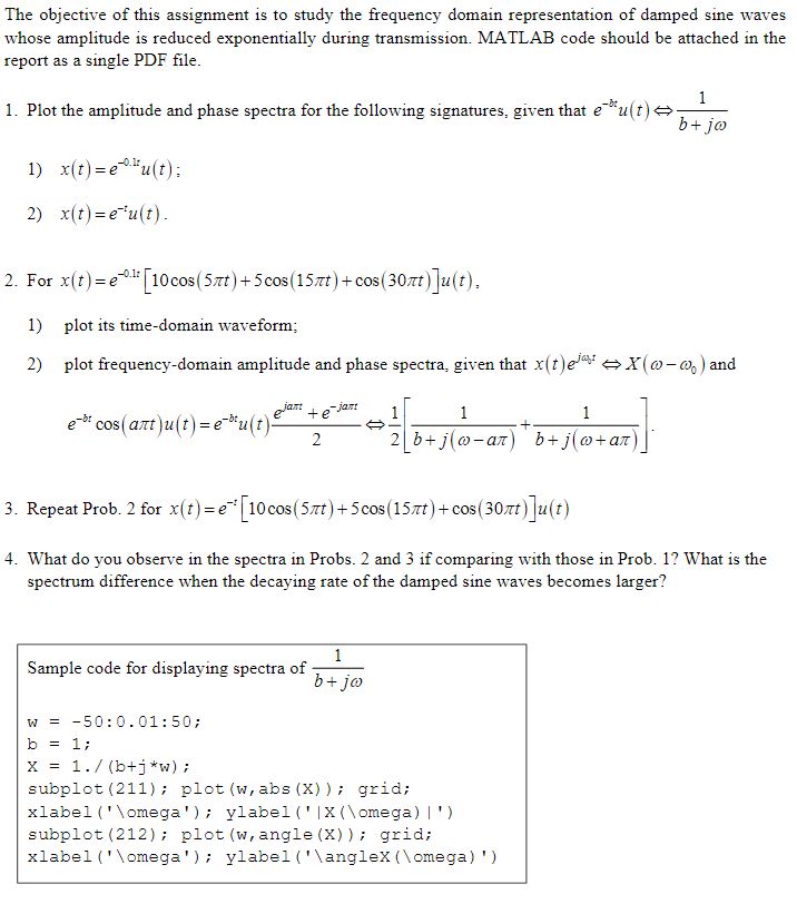 Solved The objective of this assignment is to study the | Chegg.com