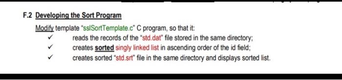 Solved F.2 Developing the Sort Program Modify template | Chegg.com