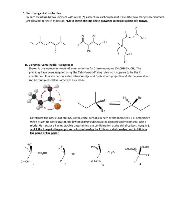 Solved C. Identifying chiral molecules In each structure | Chegg.com