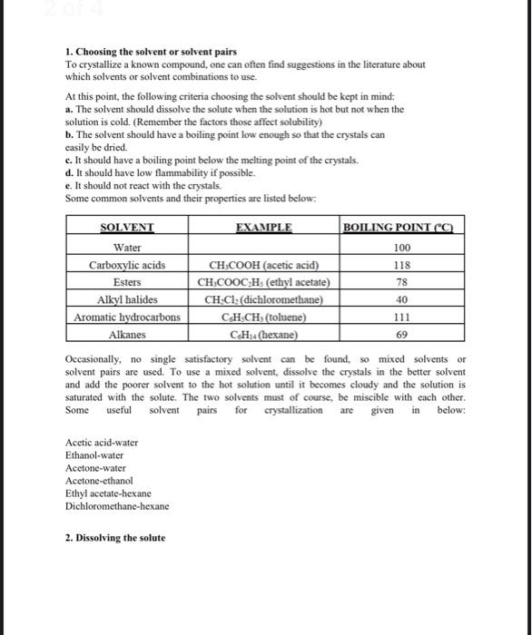 PROPERTIES of ORGANIC COMPOUNDS CRYSTALLIZATION | Chegg.com