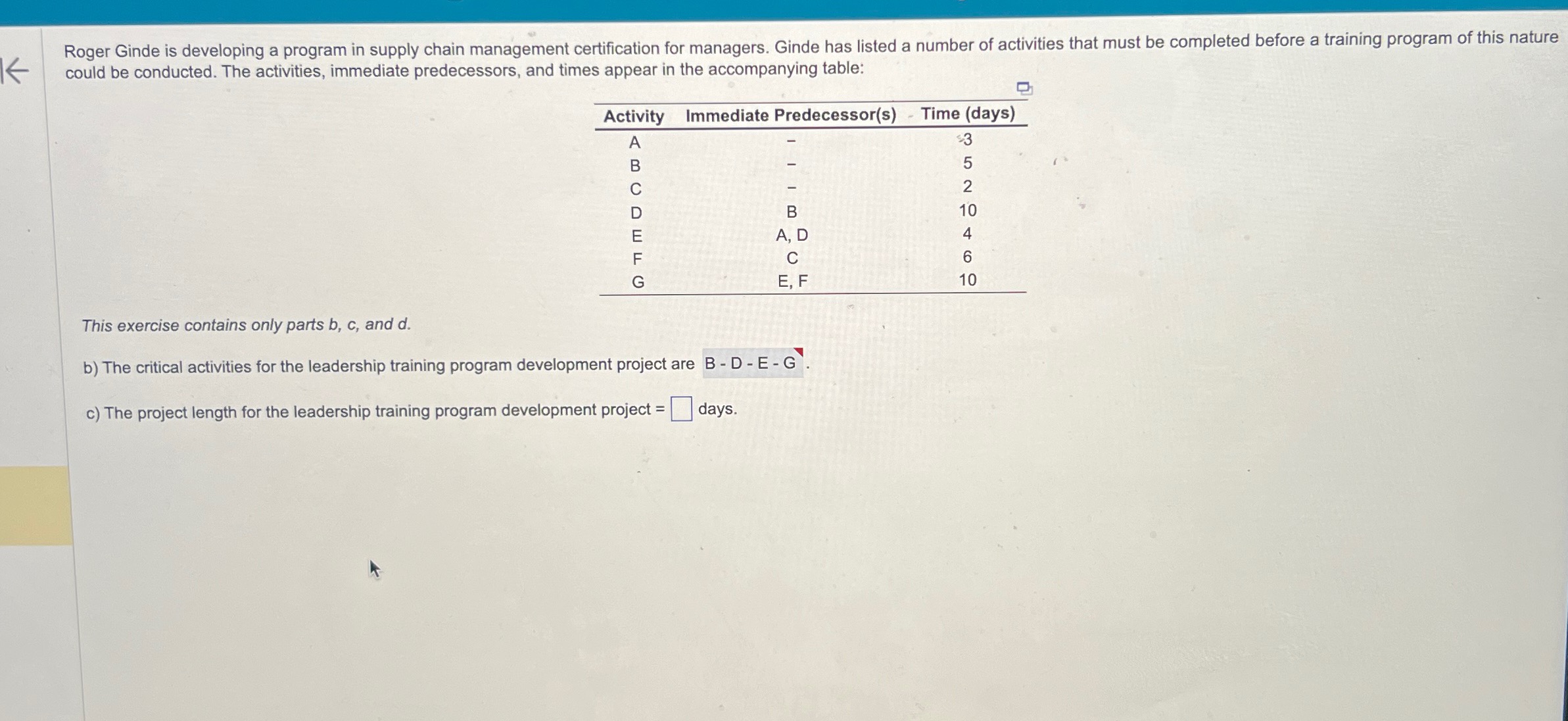 Solved could be conducted. The activities, immediate | Chegg.com