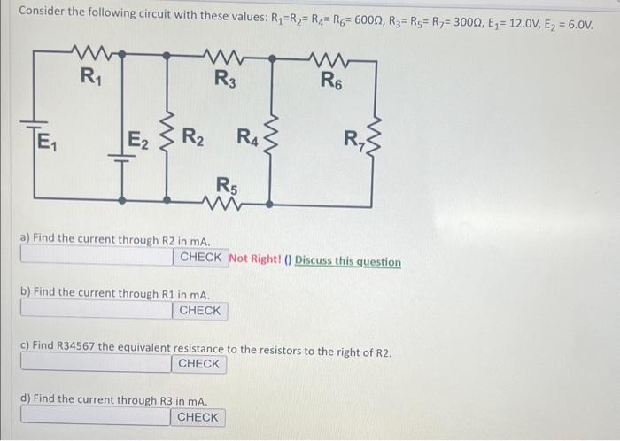 Solved Consider the following circuit with these values: | Chegg.com
