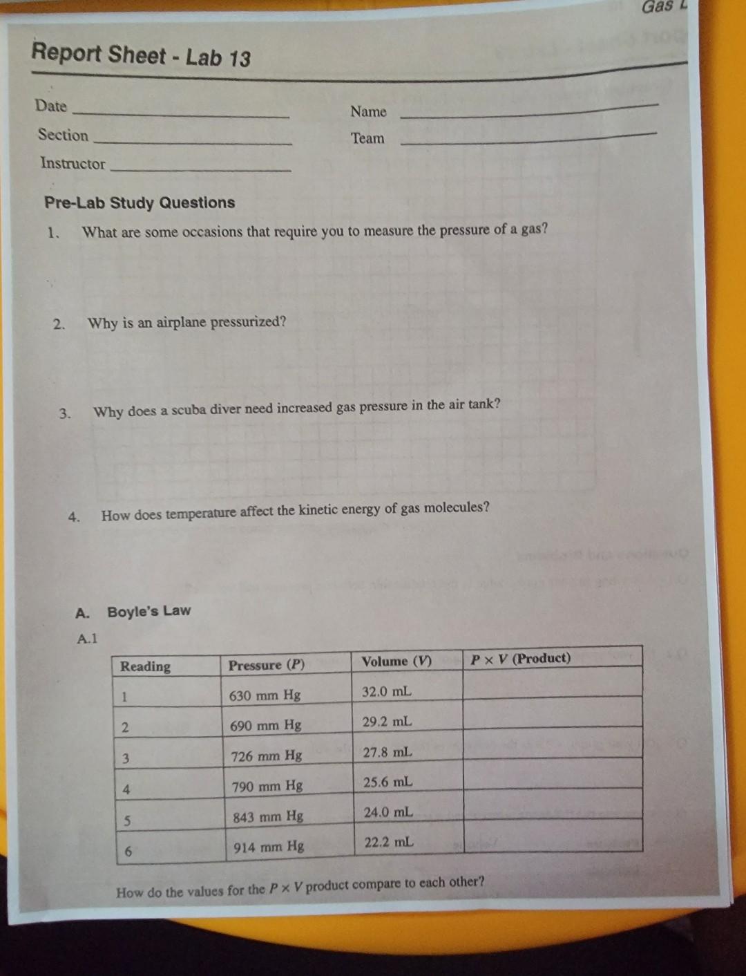 Solved Pre-Lab Study Questions 1. What are some occasions | Chegg.com