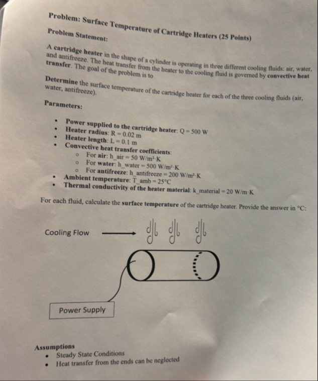 Solved Problem: Surface Temperature of Cartridge Heaters (25 | Chegg.com