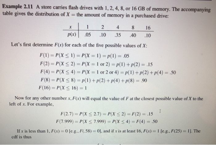 Solved 29. The pmf of the amount of memory X (GB) in a | Chegg.com