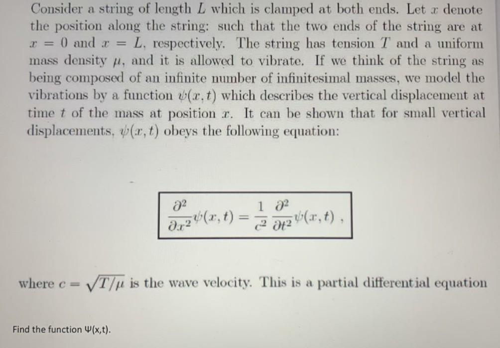 Solved Consider a string of length L which is clamped at | Chegg.com Solved Consider a string of length L which is clamped at | Chegg.com