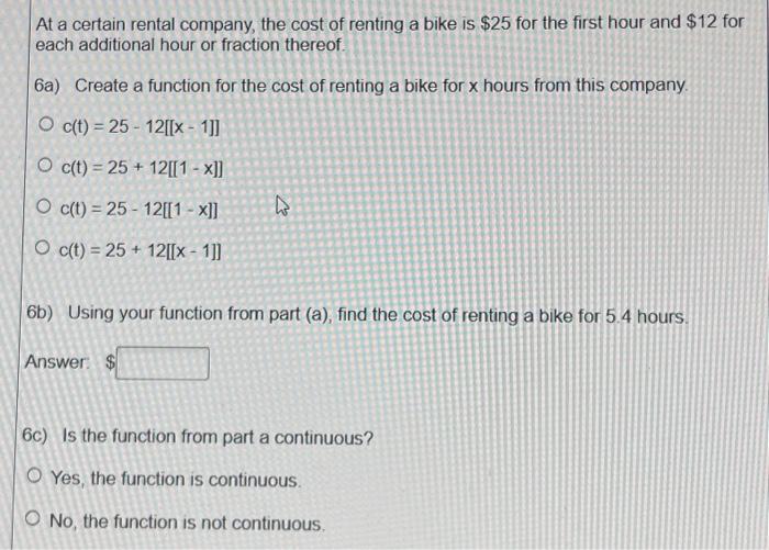 Solved At A Certain Rental Company The Cost Of Renting A