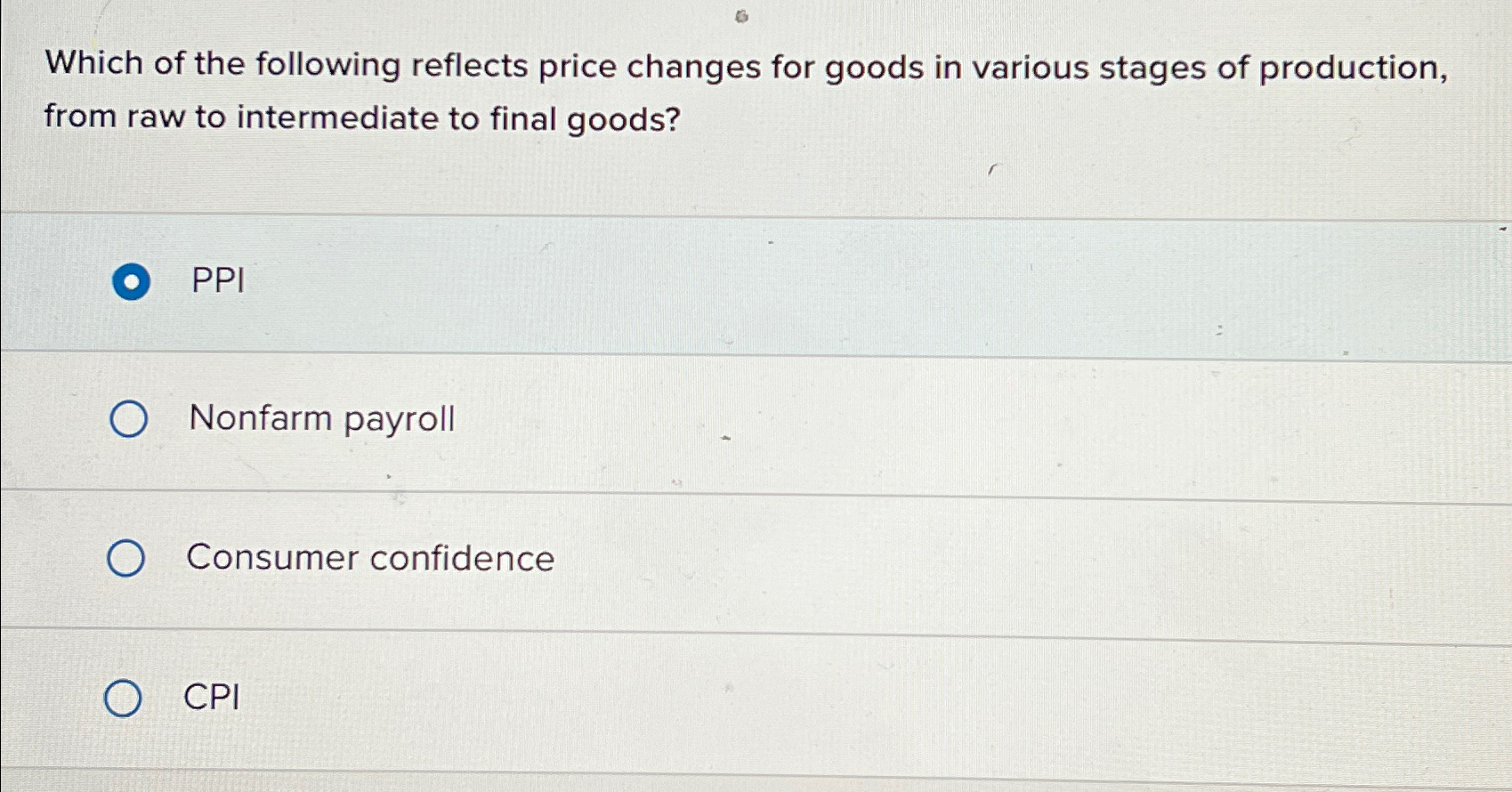 Solved Which of the following reflects price changes for | Chegg.com