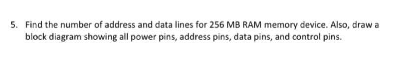 Solved Find the number of address and data lines for 256 ﻿MB | Chegg.com