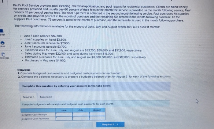 Solved Paul's Pool Service provides pool cleaning. chemical | Chegg.com