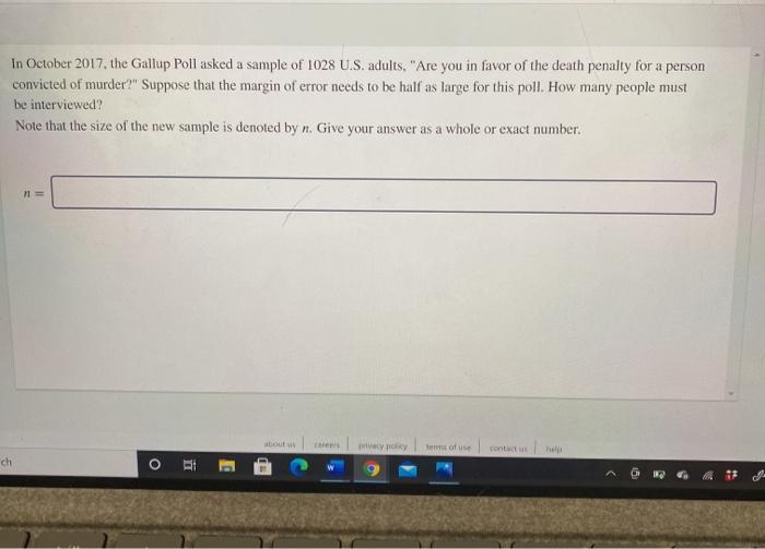 Solved In October 2017, the Gallup Poll asked a sample of | Chegg.com