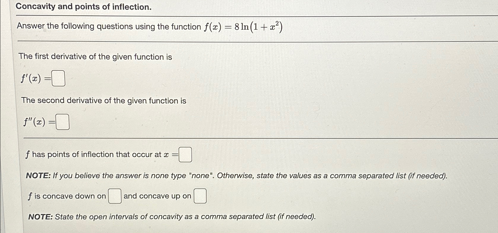 Solved Concavity and points of inflection.Answer the | Chegg.com