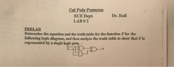 Solved Cal Poly Pomona ECE Dept. LAB #2 Dr. Rafi PRELAB | Chegg.com