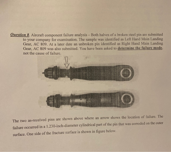 Solved Question 8. Aircraft component failure analysis - | Chegg.com