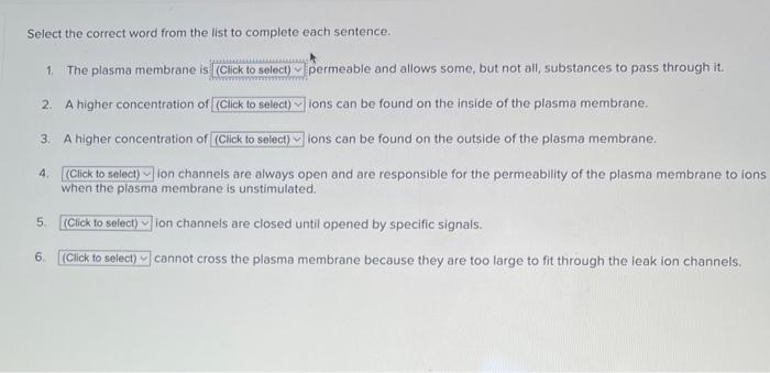 Solved Select the correct word from the list to complete | Chegg.com